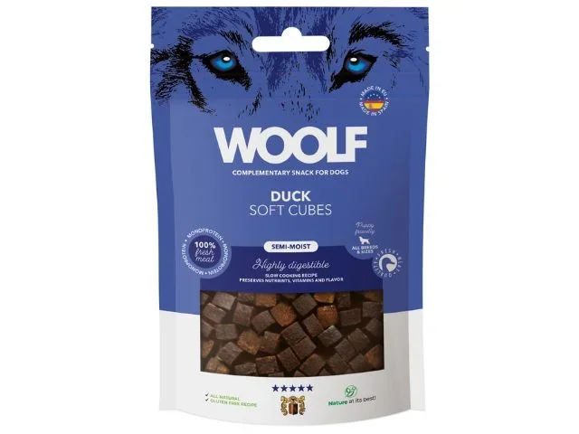 Woolf Soft Cubes Duck 100 g - Bløde snacks - ABC hundeudstyr Aps